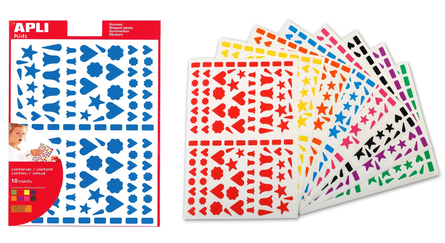 Gommettes permanentes cœurs & clochettes