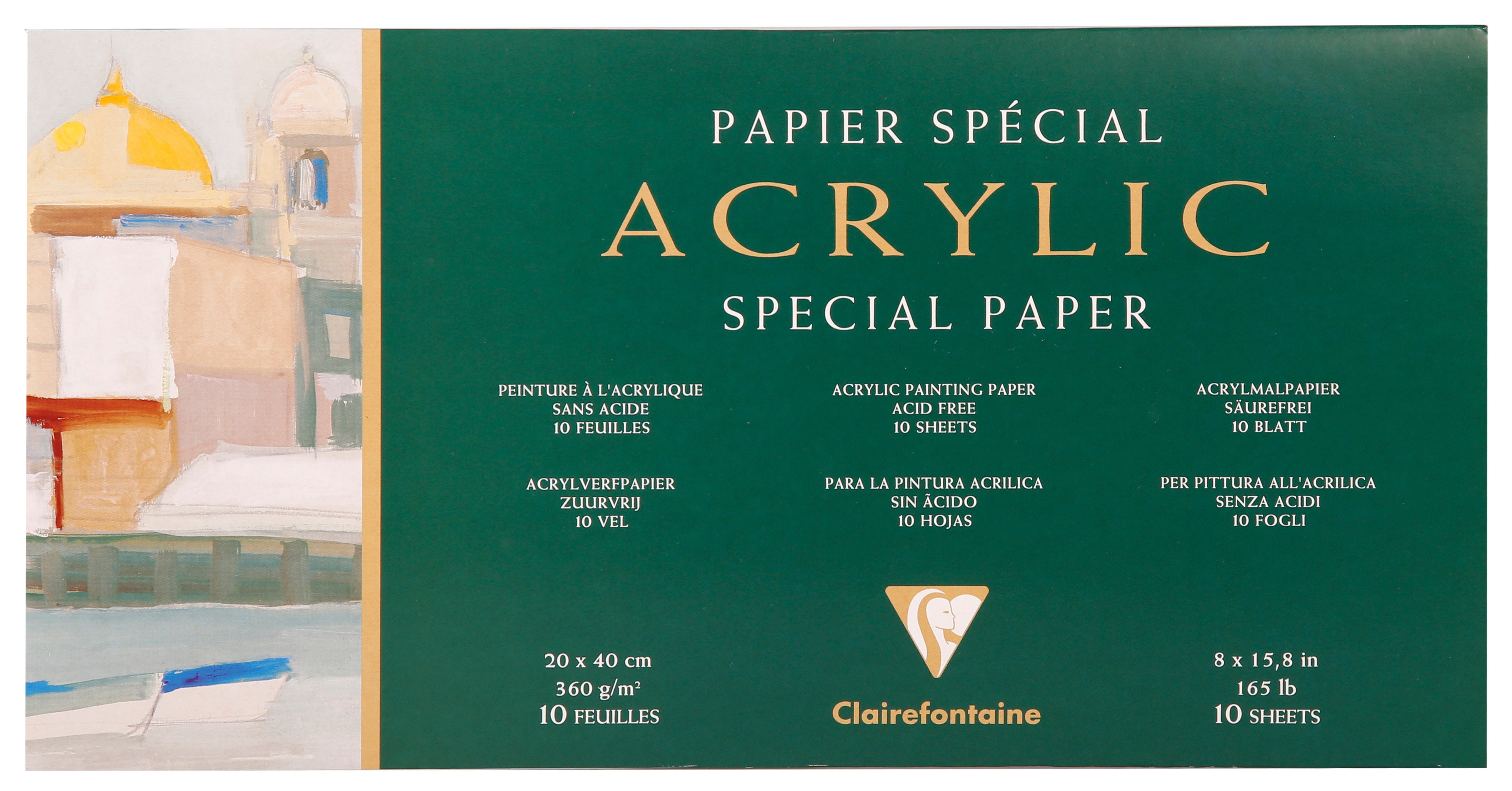 Bloc acrylique - 10 feuilles - 360g/m² - Collé 4 côtés - 3 formats