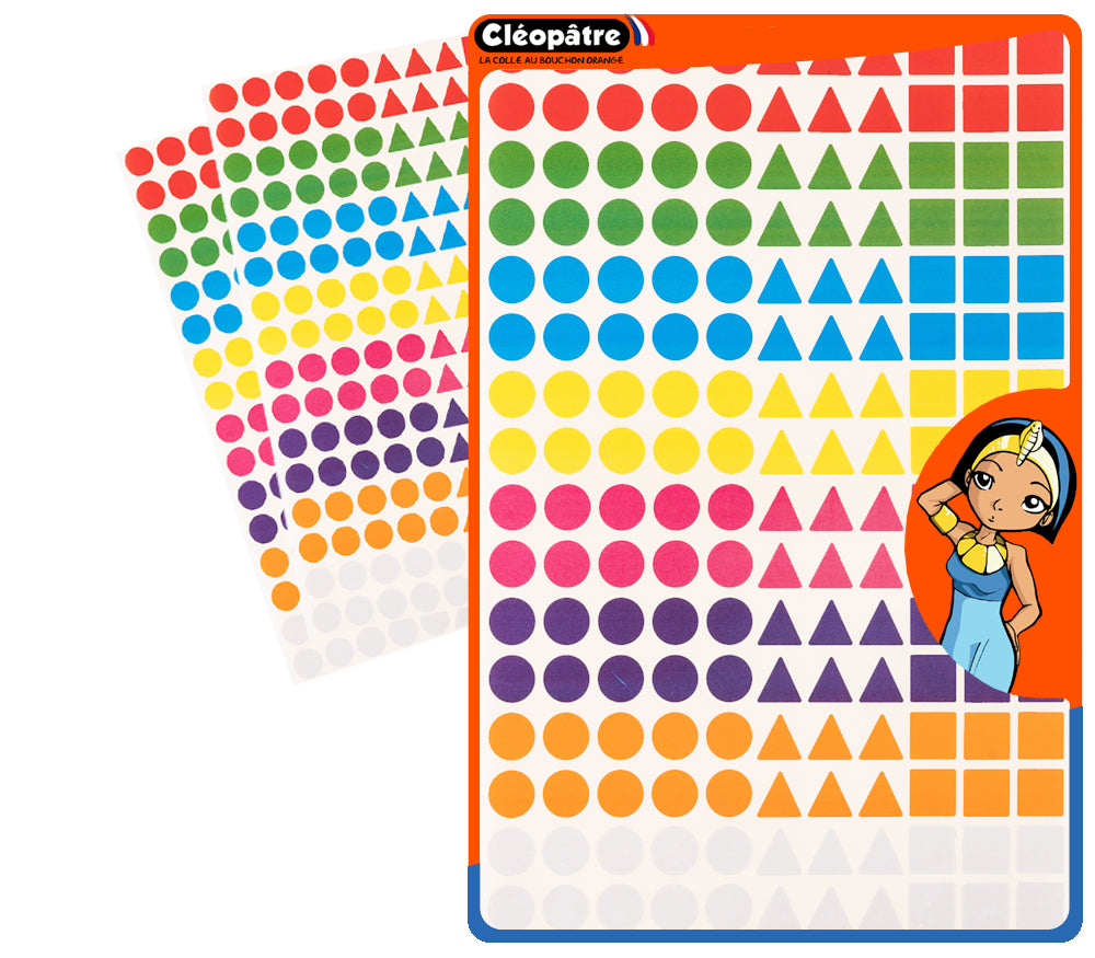 Gommettes géométriques petite taille -8 couleurs -528 pièces