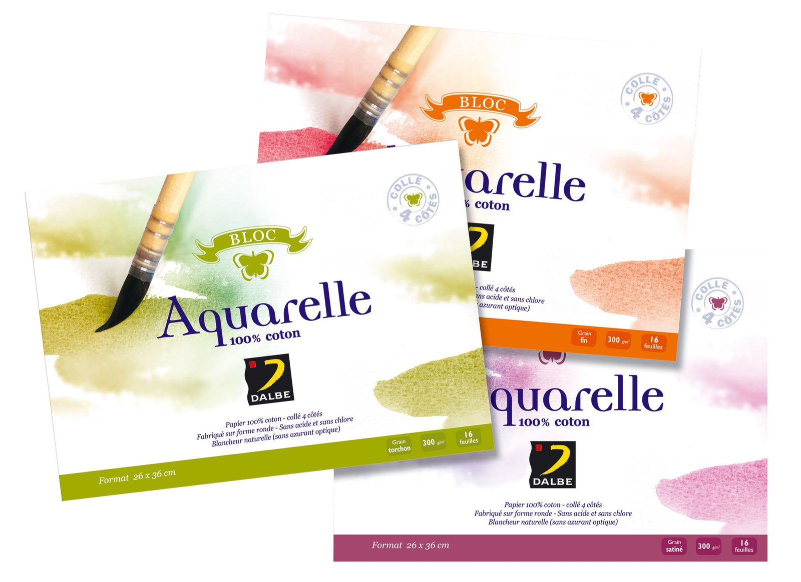 Papier aquarelle grain satiné 300g/m² 100% coton
