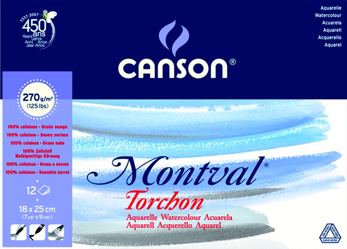 Papier aquarelle Montval bloc 270gr Grain Torchon
