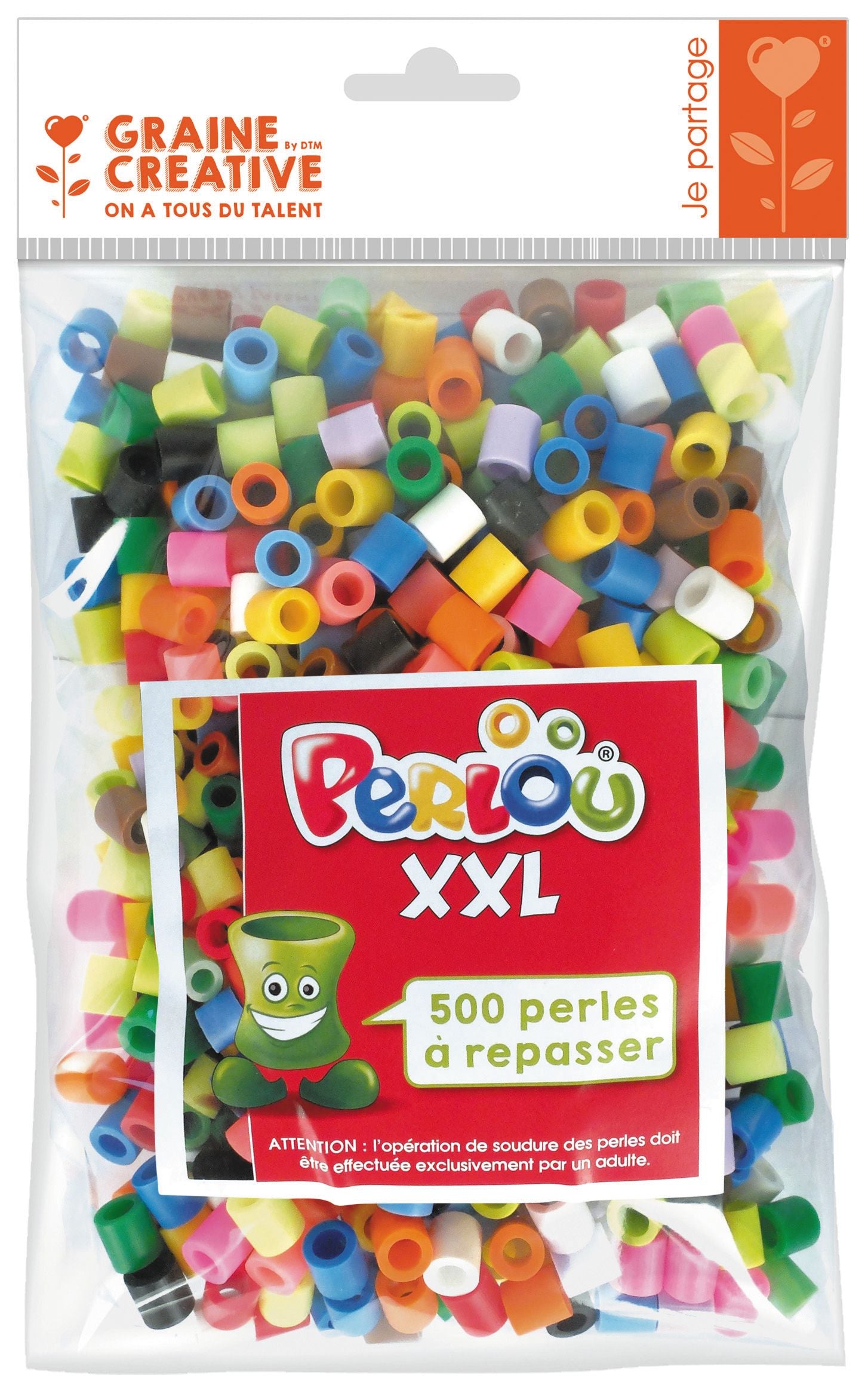 Sachet 500 Perles à repasser Perlou XXL diamètre 10mm