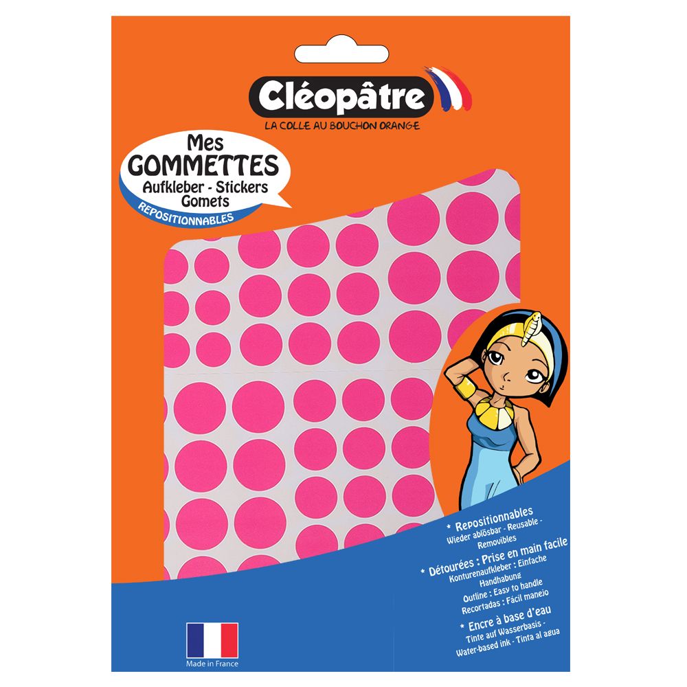 Gommettes rondes-3 tailles-8 couleurs -864 pièces