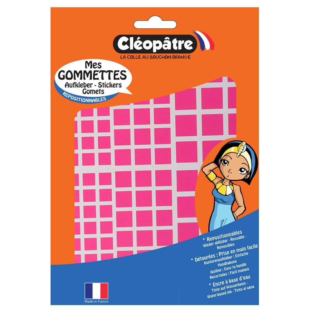 Gommettes carrées-3 tailles-8 couleurs -960 pièces